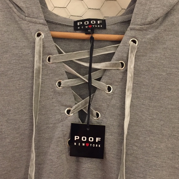 Poof! | Tops | Poof Laceup Hooded Sweatshirt Size S Small Nwt | Poshmark